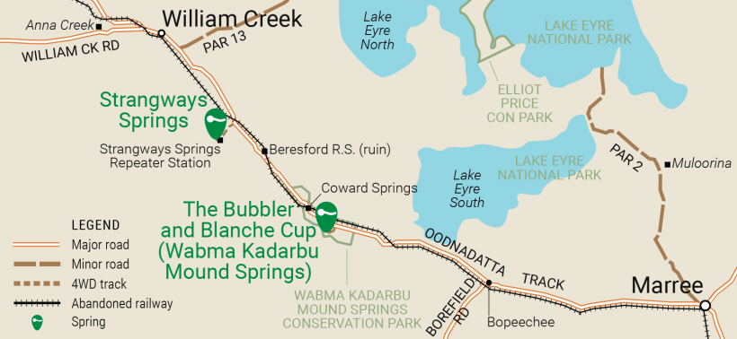Map of mound springs site - The Bubbler and Blanche Cup (Wabma Kadarbu ...