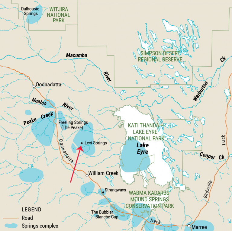 Map of South Australia’s Far North Mound Springs, revised 2020, with ...